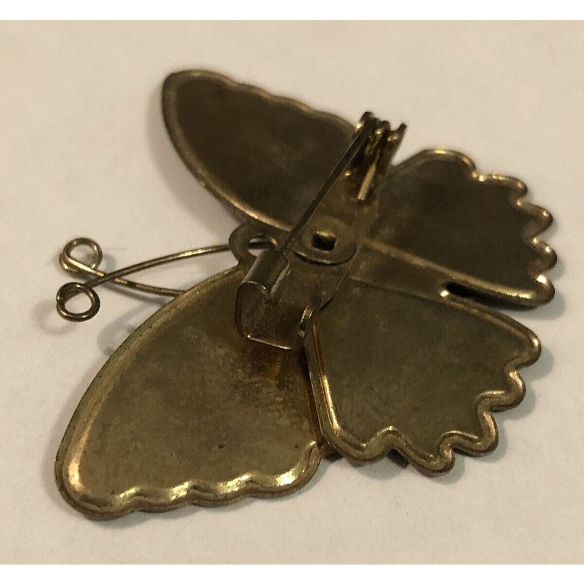 Glitter Enamel Articulated Riveted Butterfly Brooch Pin Womens Gold ...