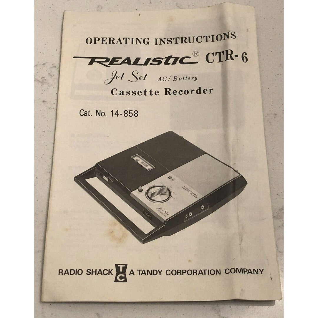 Vintage Radio Shack Realistic Cassette Recorder CTR-6 Instructions ...