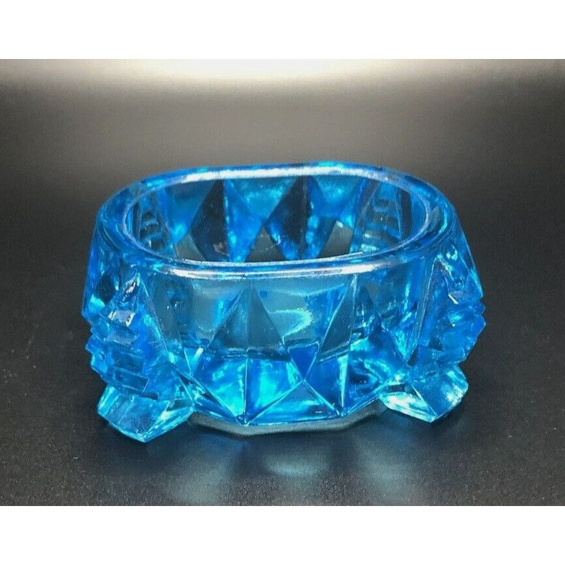 Antique Blue Teal Turquoise GLASS Open Salt Cellar Formal - Etsy