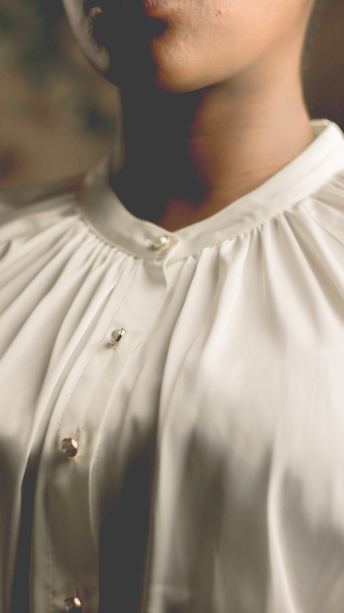 Elegant Classic Silk Satin Blouse | Long Sleeve Feminine Blouse ...