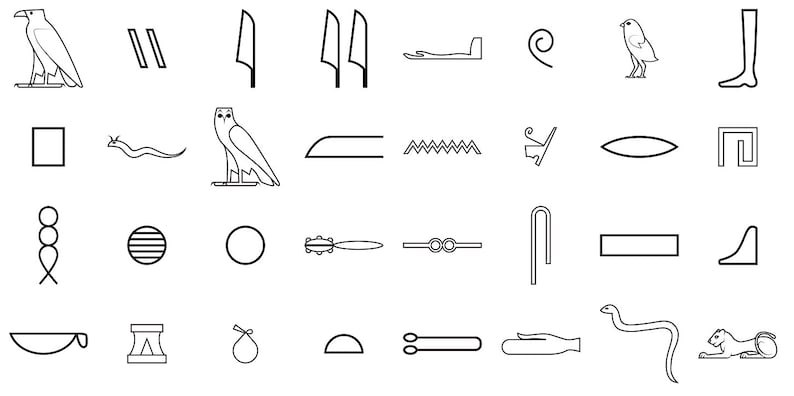 Egyptian Hieroglyph Alphabet Vector Art Adobe Illustrator SVG Pack - Etsy