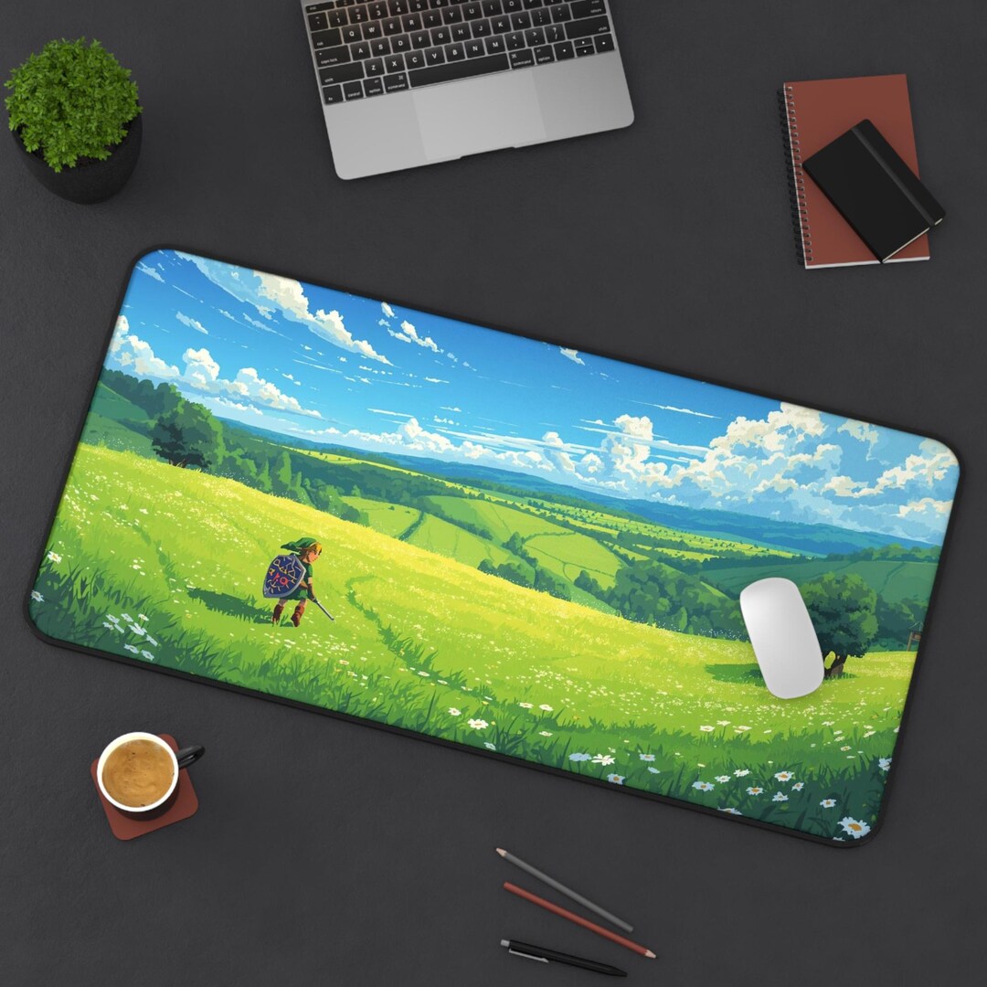 Gaming Elf Inspired Desk Mat | Scenic Green Field Mouse Wanderer - Etsy