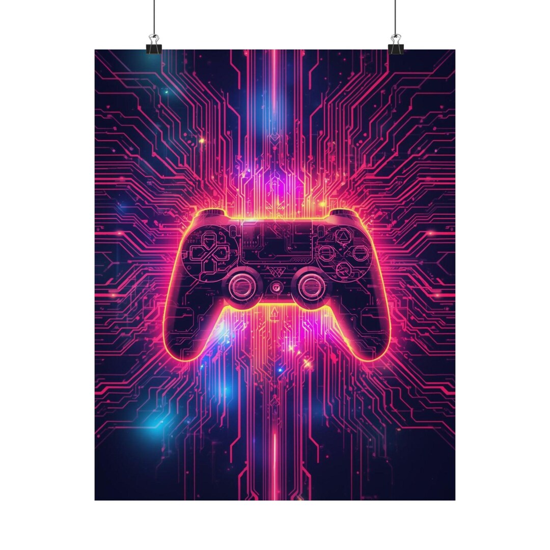 Neon Cyberpunk Gaming Poster: Gamer Room Wall Decor - Etsy