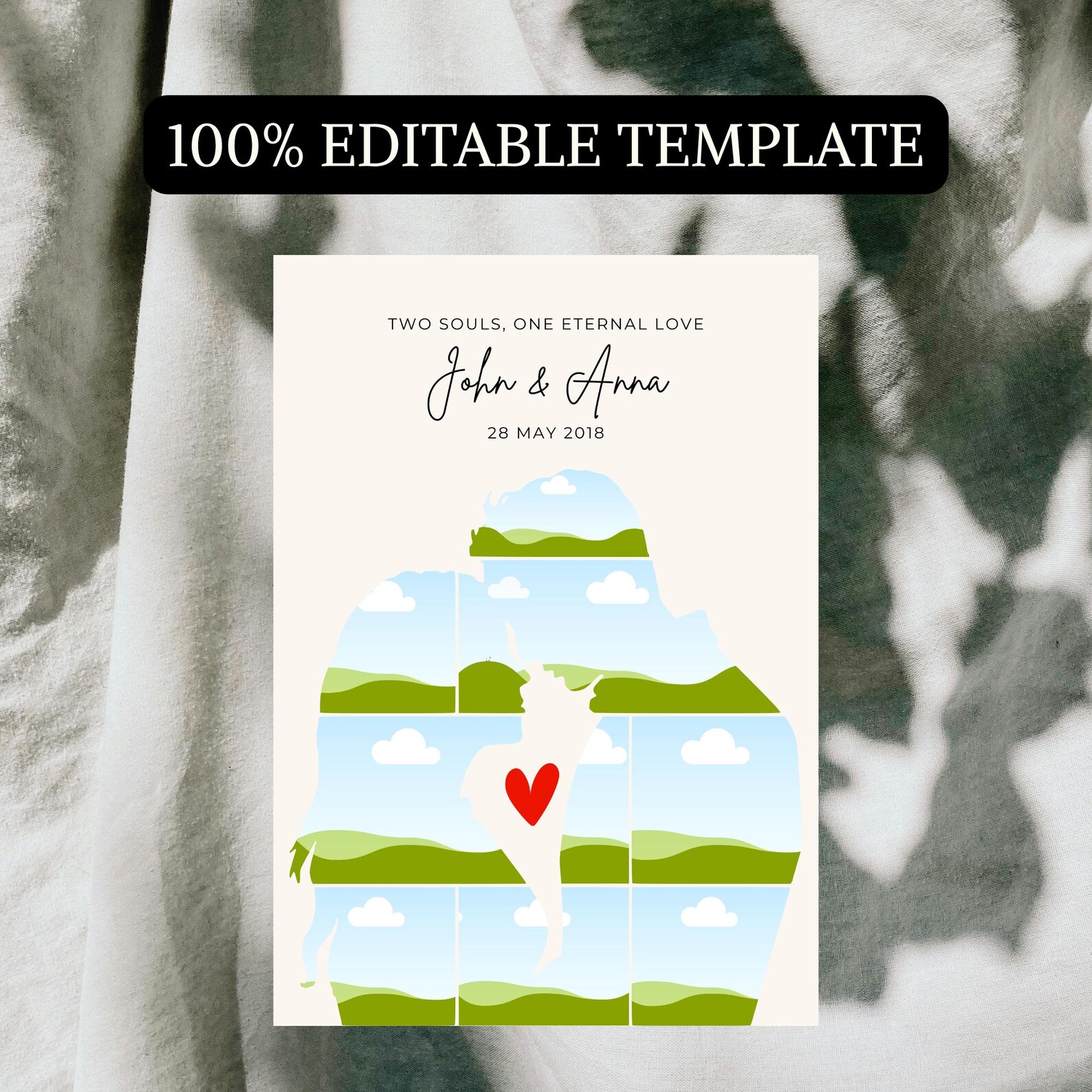 Couple Photo Collage | Editable Canva Poster | Romantic Valentines Gift ...