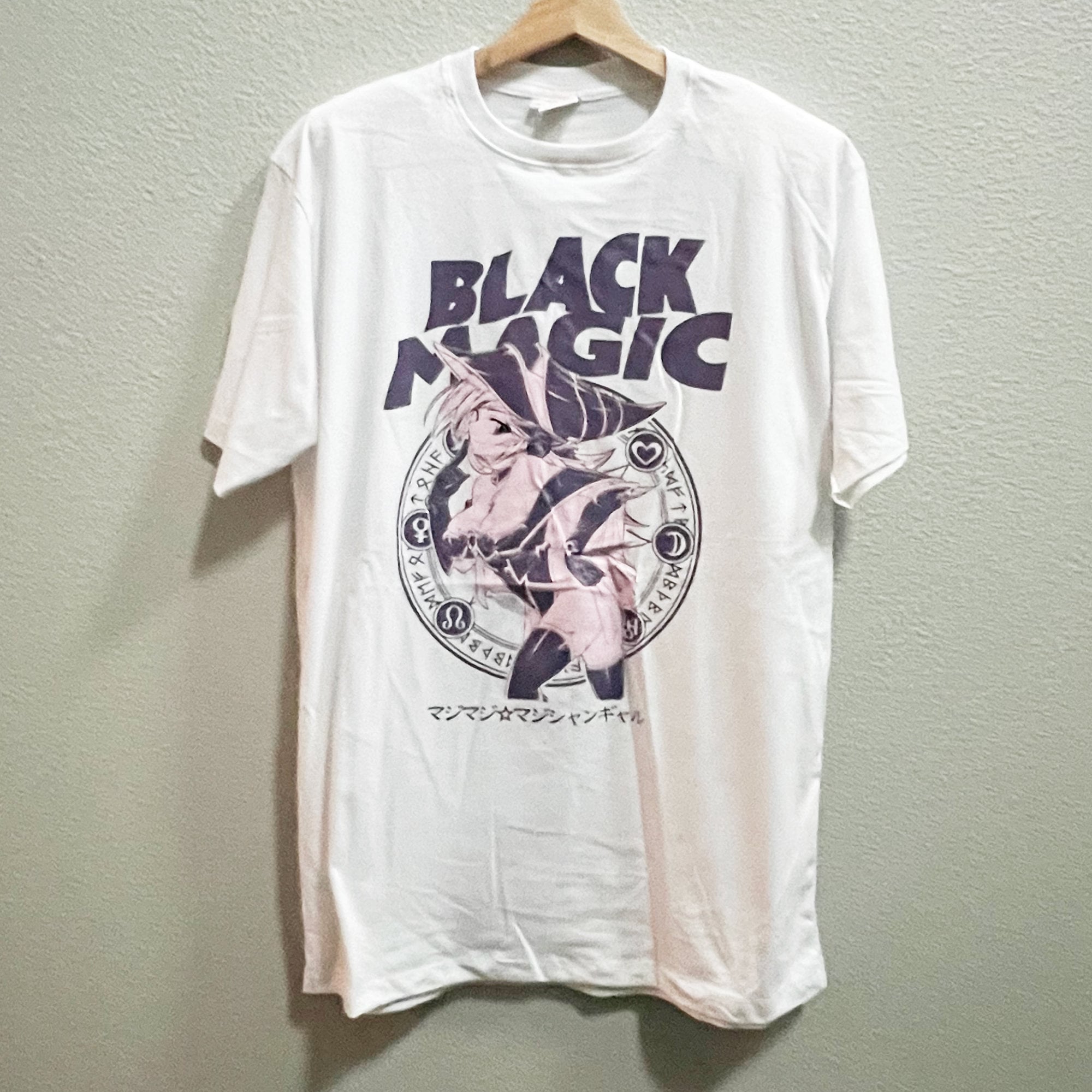 Black Magic Cartoon Graphic T-shirt, Japanese Magician Gal Tee for Men ...