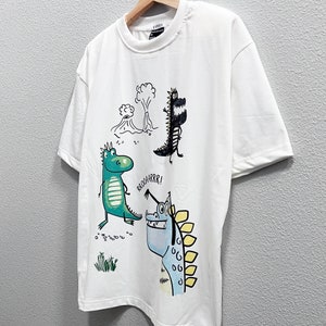 Dinosaurs Tee, Colorful Abstract Graphic Tshirt, Art Drawing Shirt ...
