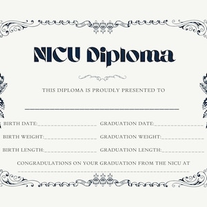NICU Diploma, NICU Graduate, Mom and Dad Keepsake, Stats of Date ...