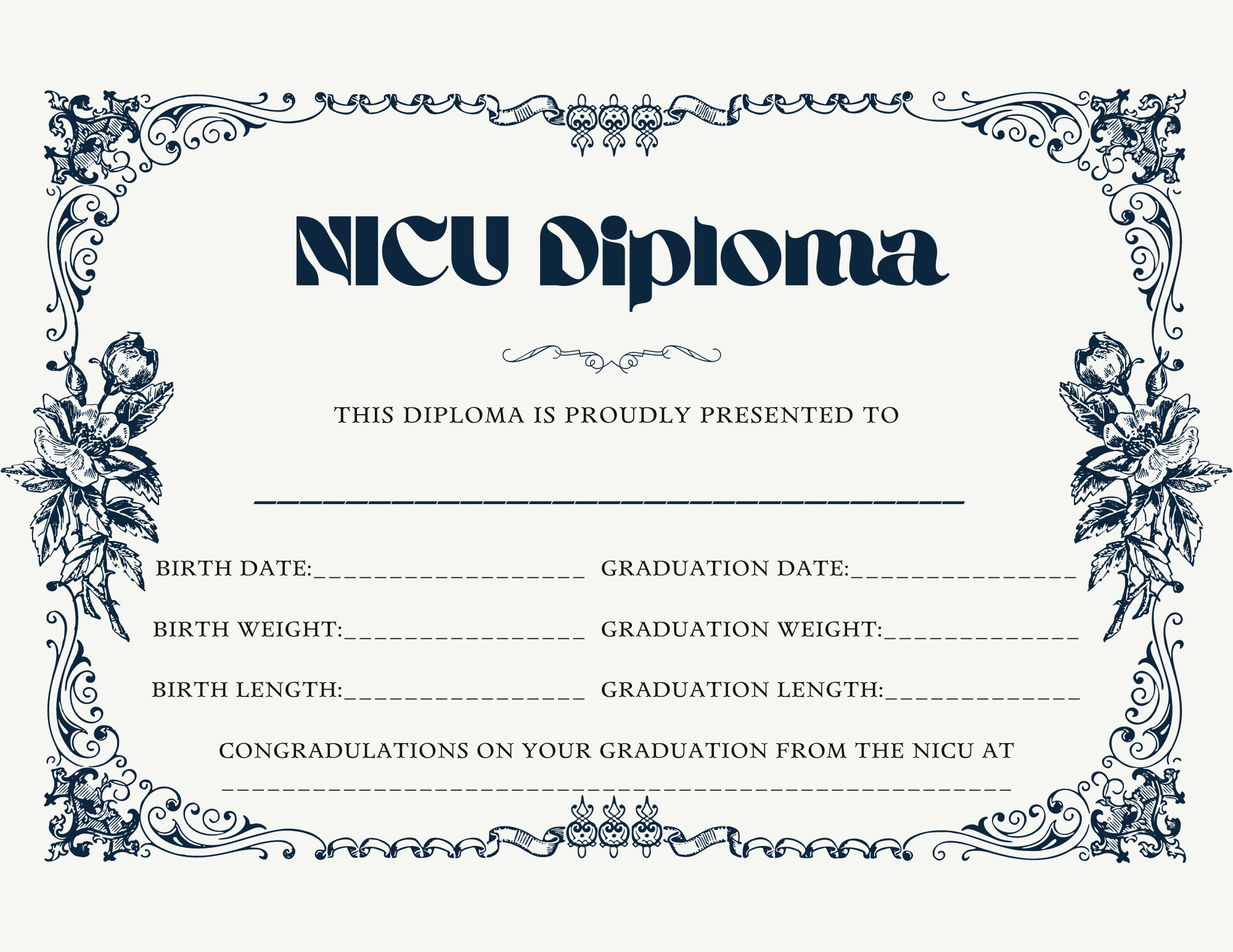 NICU Diploma, NICU Graduate, Mom and Dad Keepsake, Stats of Date ...
