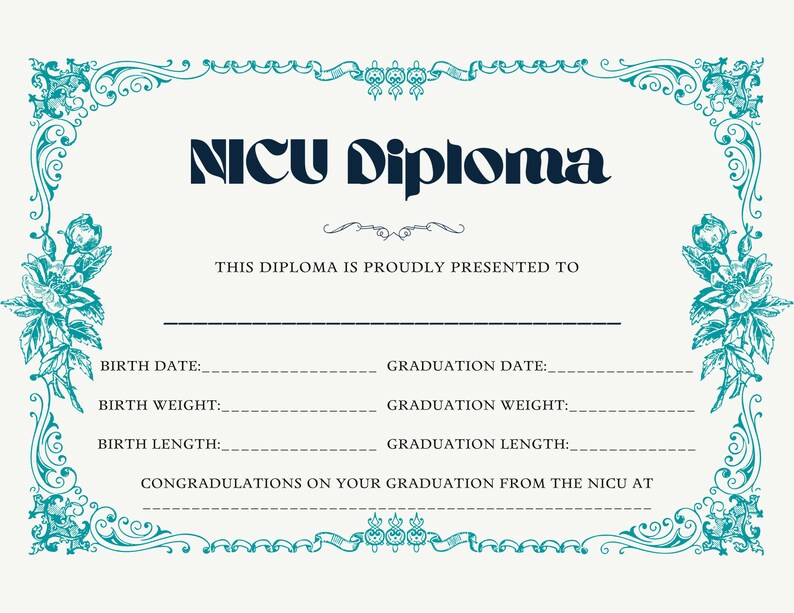 NICU Diploma NICU Graduate Mom and Dad Keepsake Stats of - Etsy