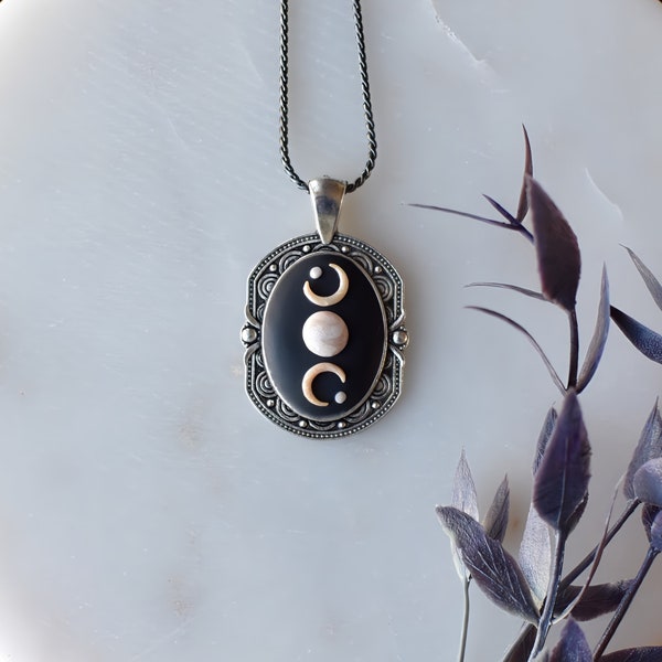 Moon Phase Clay Necklace - Etsy