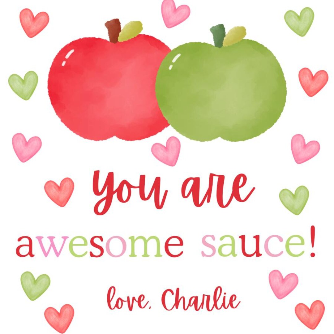 Printable Applesauce Valentine's Day Tags - Etsy