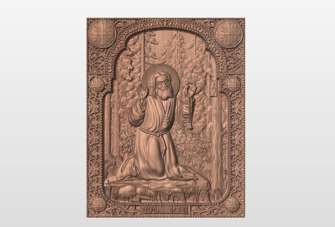 St Seraphim of Sarov Icon: Kneeling in Prayer CNC/STL File - Etsy