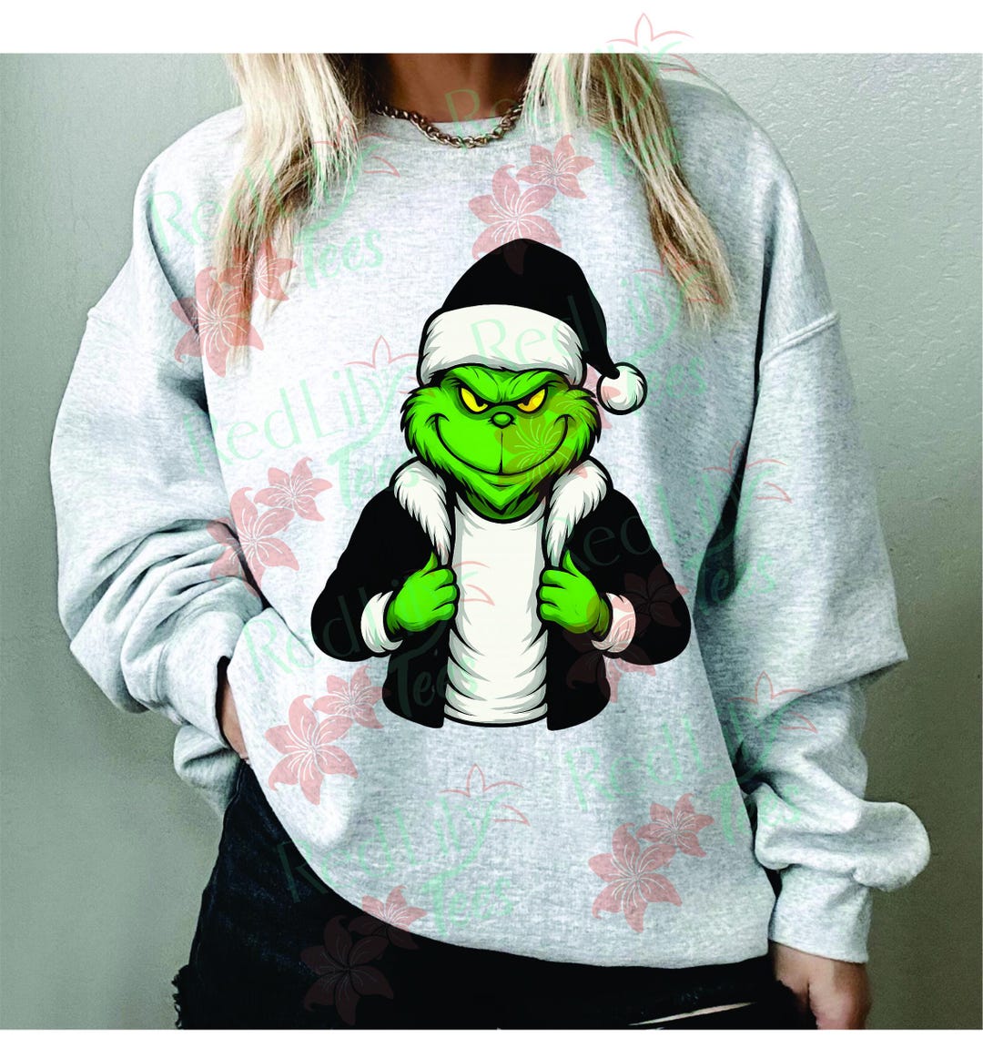 Grinch With Jacket, Black, Orange, PNG - Etsy