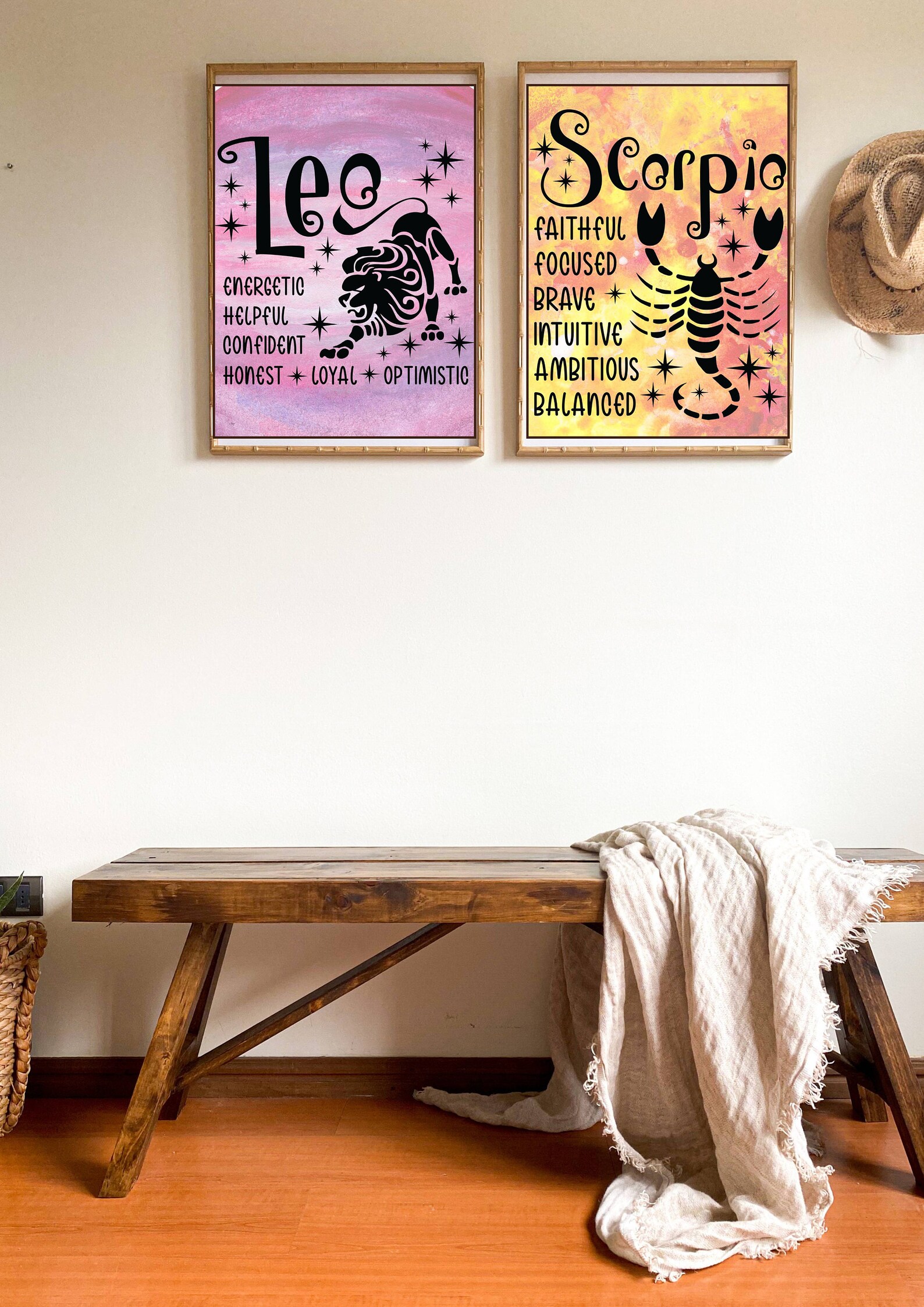 12pc Horoscope Print Set Zodiac Printable Gifts Astrology Digital ...