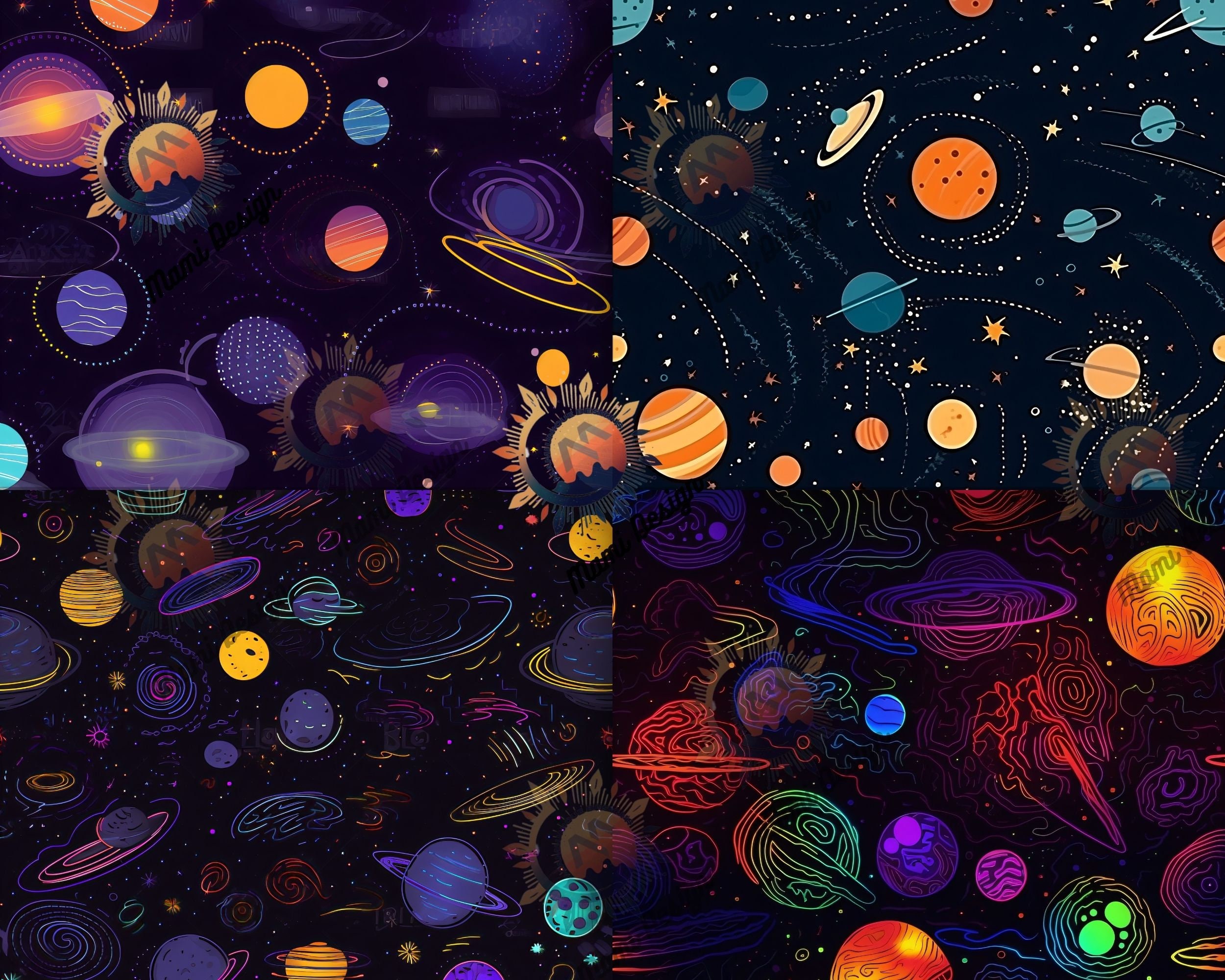 Space, Solar System, Kids Digital Wallpaper, 300 DPI, 12x12 Commercial ...