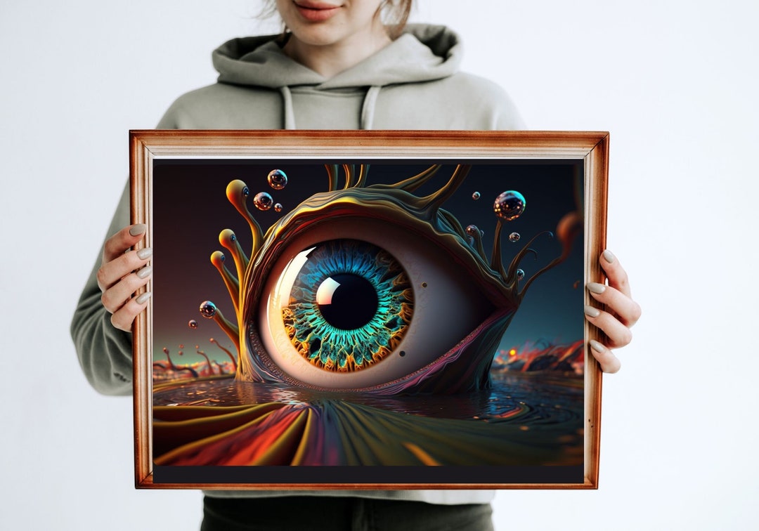 AI Generated Art Abstract Art Digital Download Psychedelic Eyeball Room ...