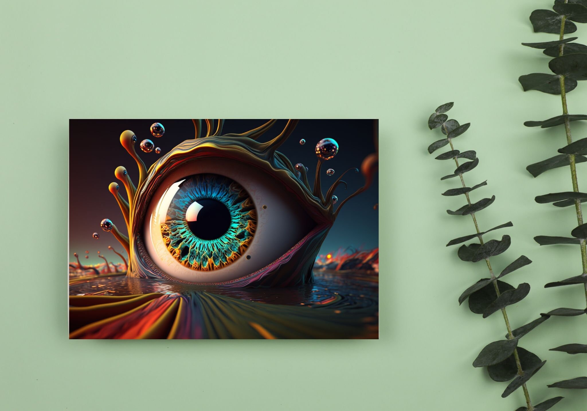 AI Generated Art Abstract Art Digital Download Psychedelic Eyeball Room ...