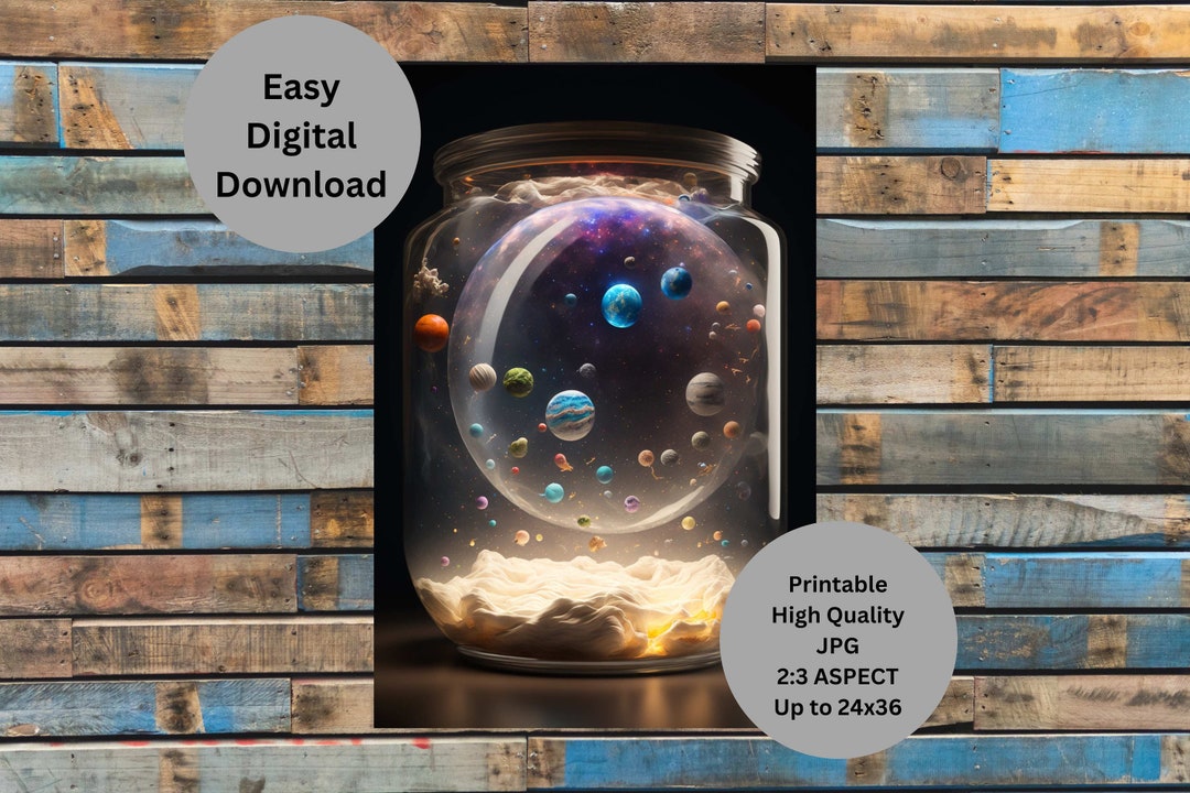 Solar System in a Jar, Digital Download, AI ART, Planets in Glass - Etsy