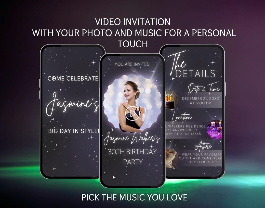 Birthday Video Invitation for Women & Girls – Customizable With Photo ...