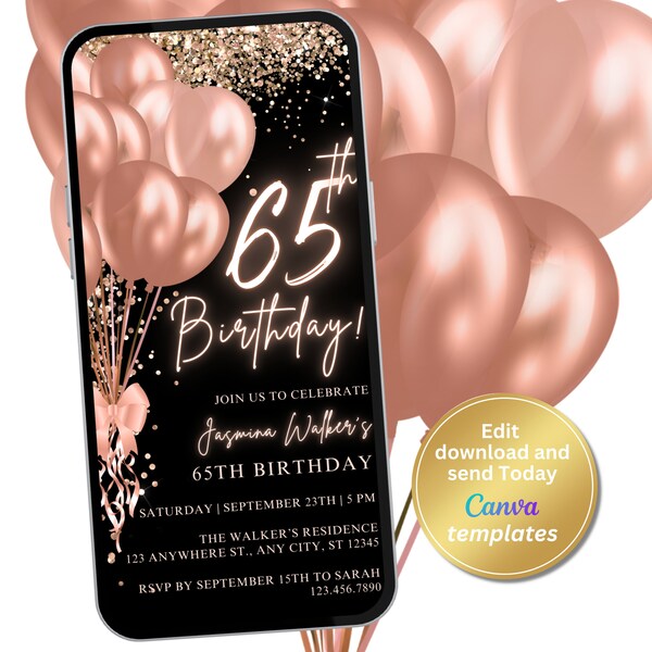 Surprise 65th Birthday Invitation Template - Etsy