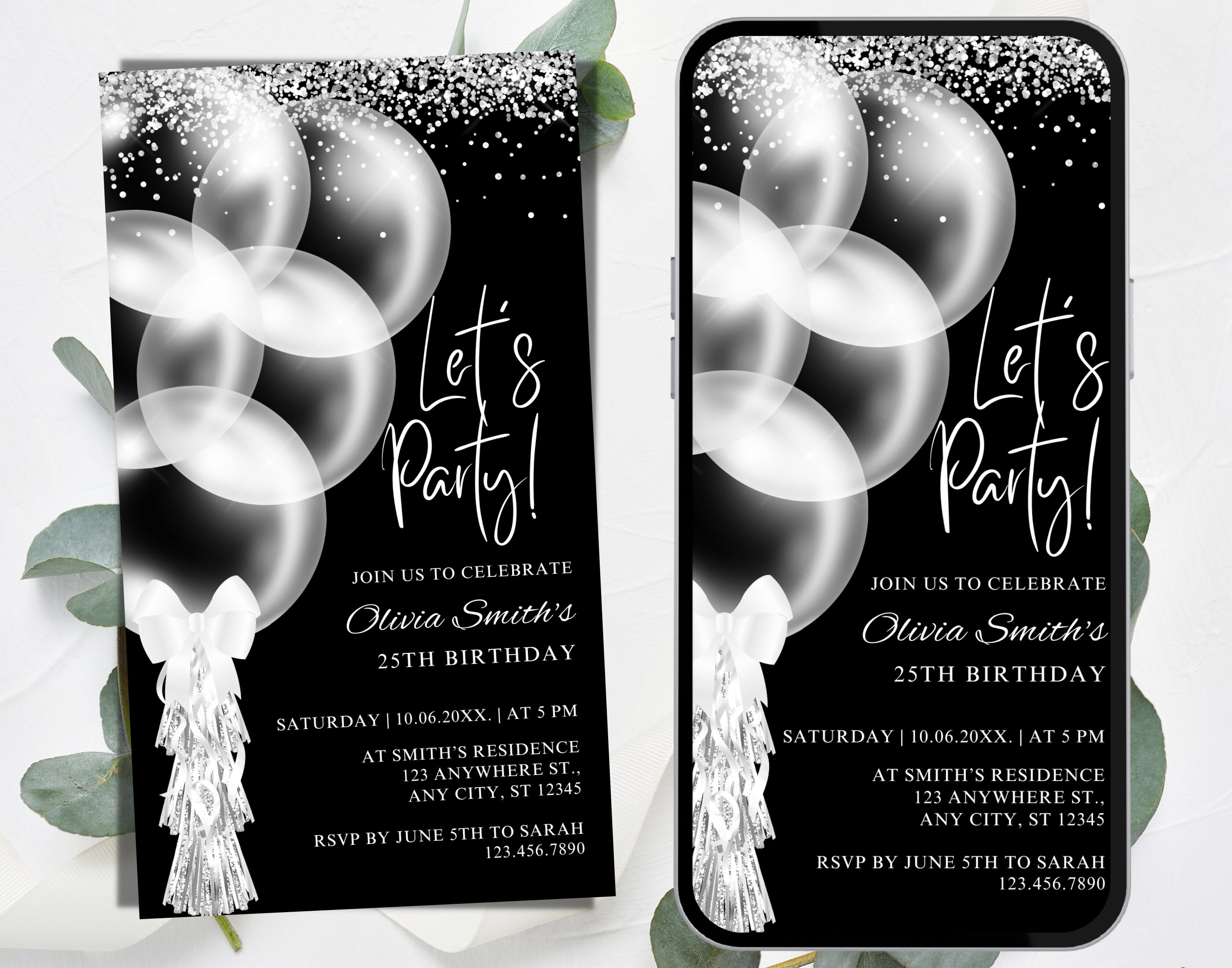 Black And White Party Invitation Background