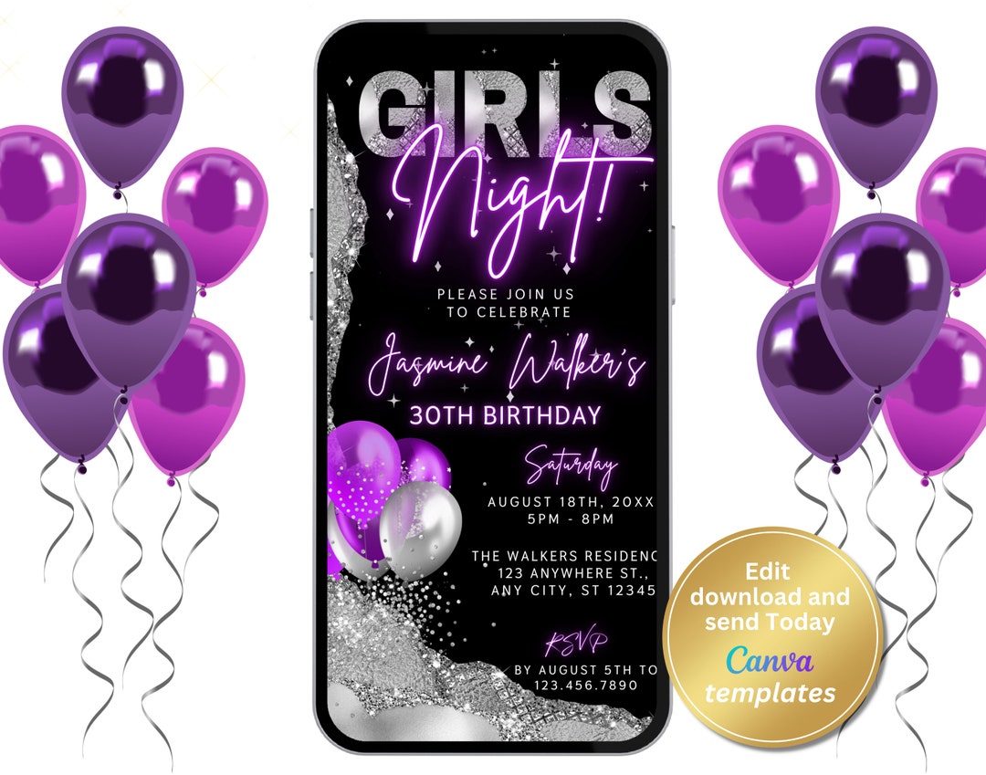 Digital Girls Night Out Birthday Invitation - Digital Invite for Ladies ...