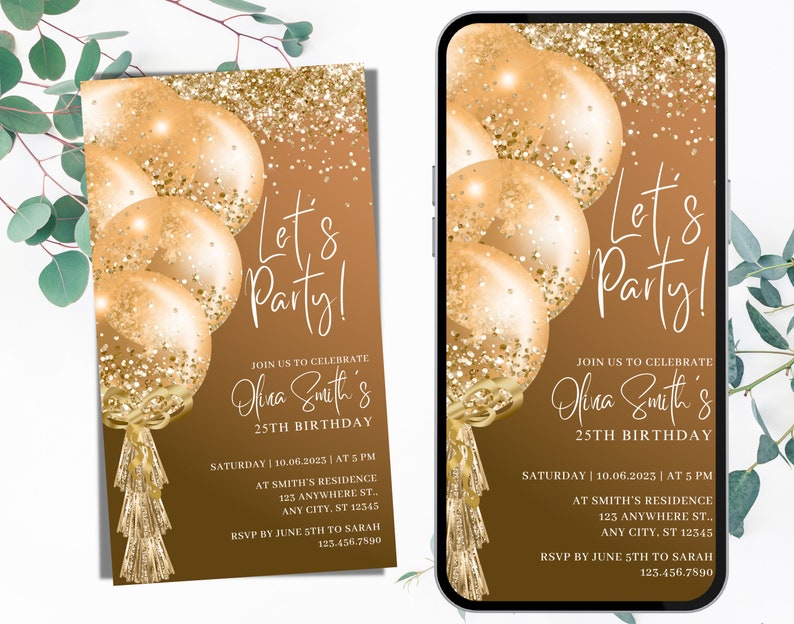 Editable Pastel Orange Balloons Birthday Party Invitation - Etsy