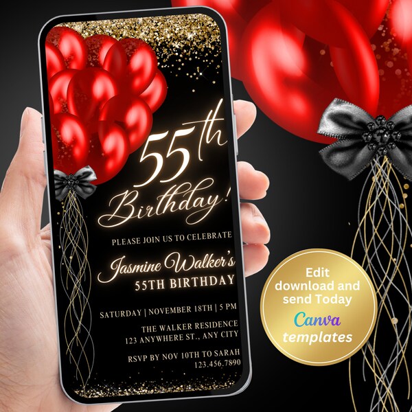 55th Birthday Invitation - Etsy