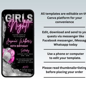 Digital Girls Night Out Birthday Invitation, Digital Invite for Fun ...