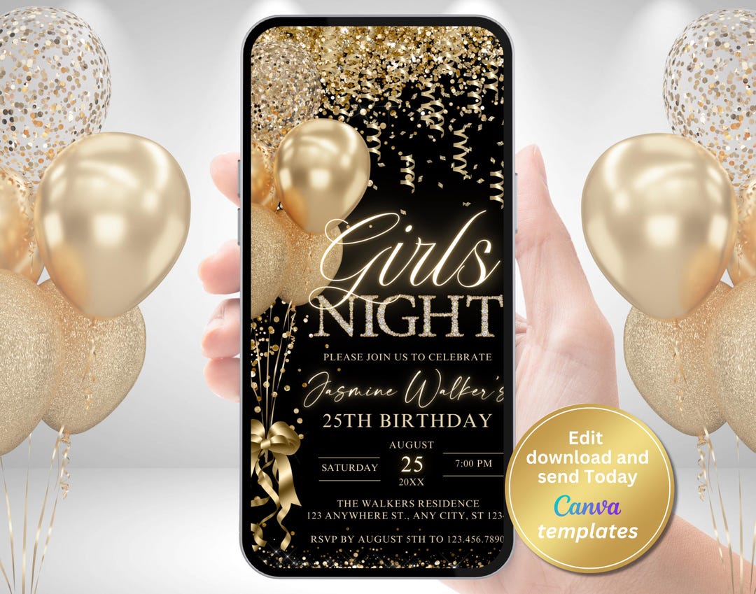 Digital Girls Night Out Birthday Party Invitation Digital Invitation ...