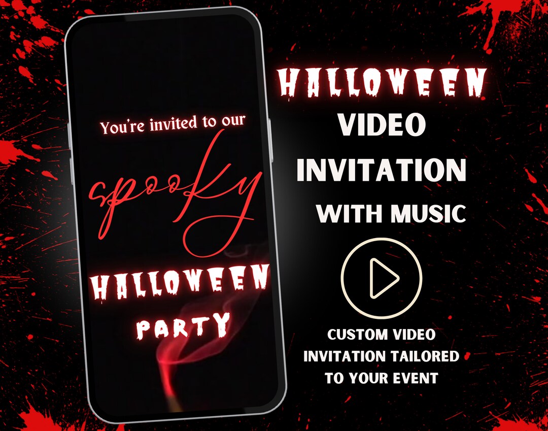 Halloween Video Invitation, Halloween Party Invite, Skeleton Invitation ...