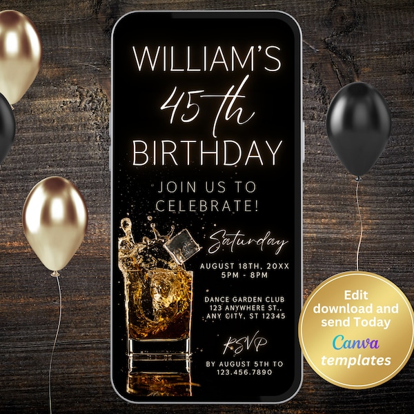 Men 45 Birthday Invitation - Etsy