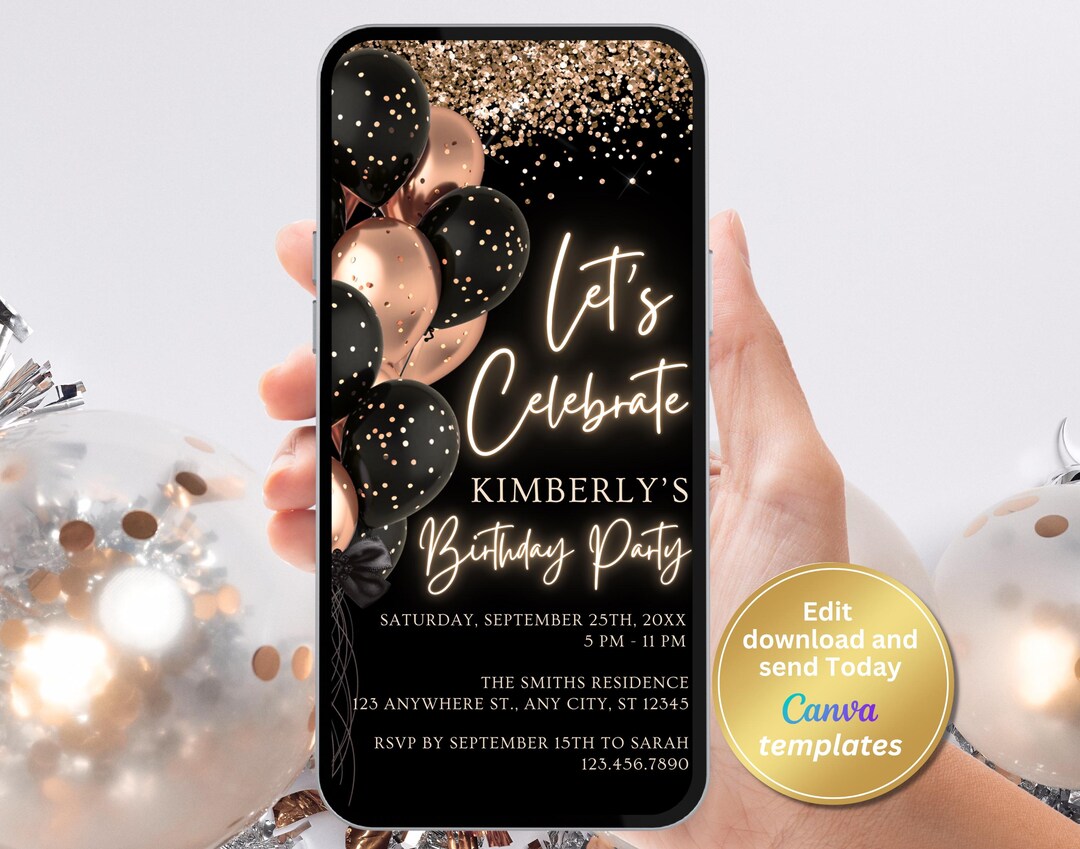 Digital Birthday Party Invitation, Editable Digital Birthday Invite ...