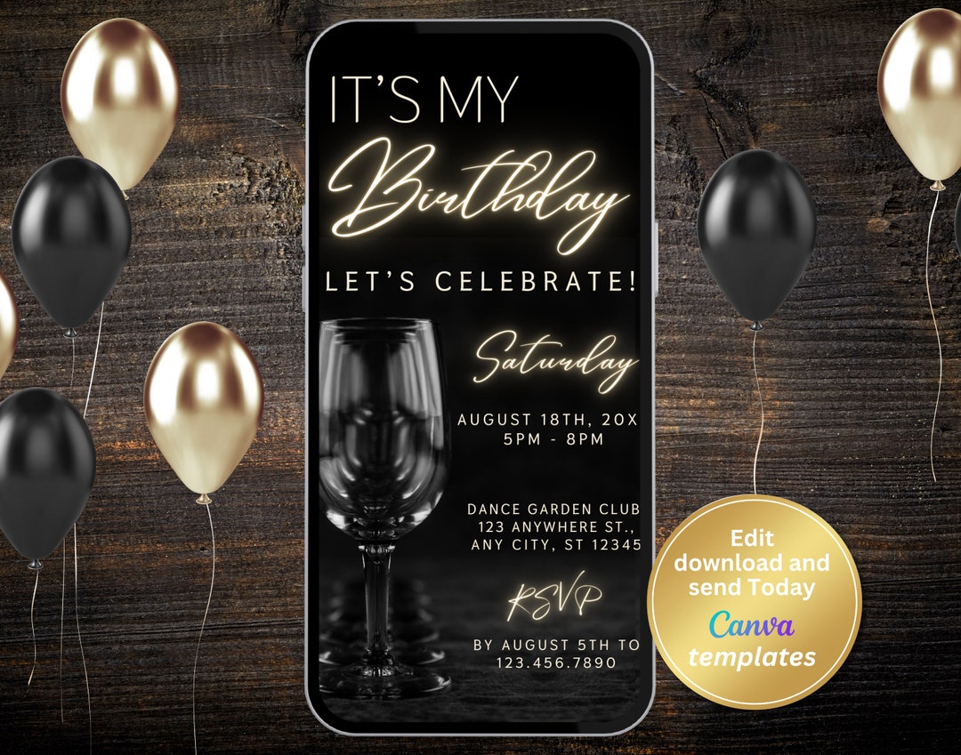 Digital Men's Birthday Invitation | Editable All Text | Instant ...