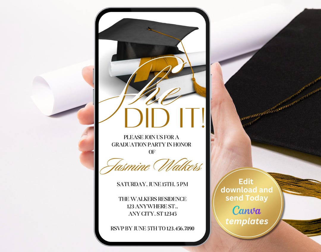 Digital Graduation Party Invitation - Graduation Celebration Template ...