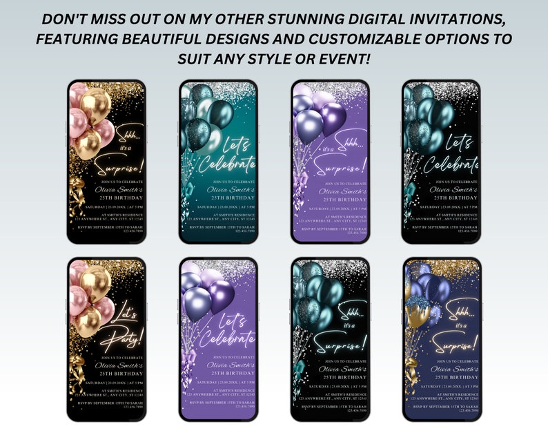 Editable Black Baby Blue Birthday Party Invitation Printable - Etsy