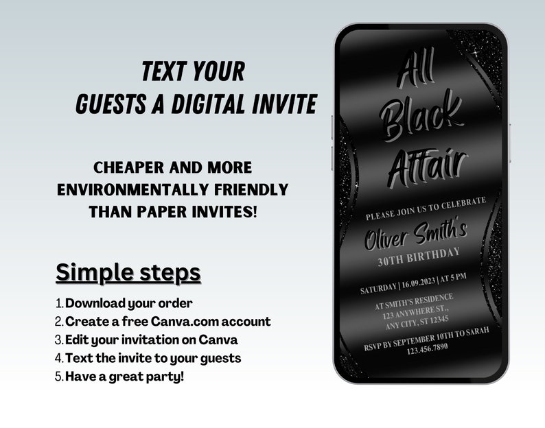 Editable All Black Affair Invitation All Black Party - Etsy Editable All Black Affair Invitation All Black Party - Etsy