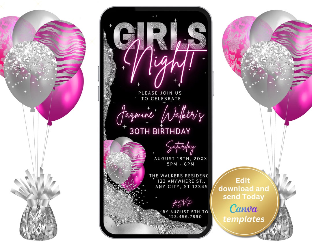 Digital Girls Night Out Birthday Invitation, Digital Invite for Fun ...