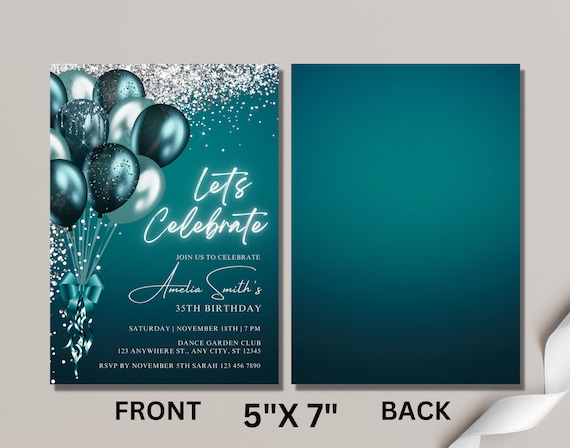 Teal And Silver Invitation Background Silver Christmas Invitation