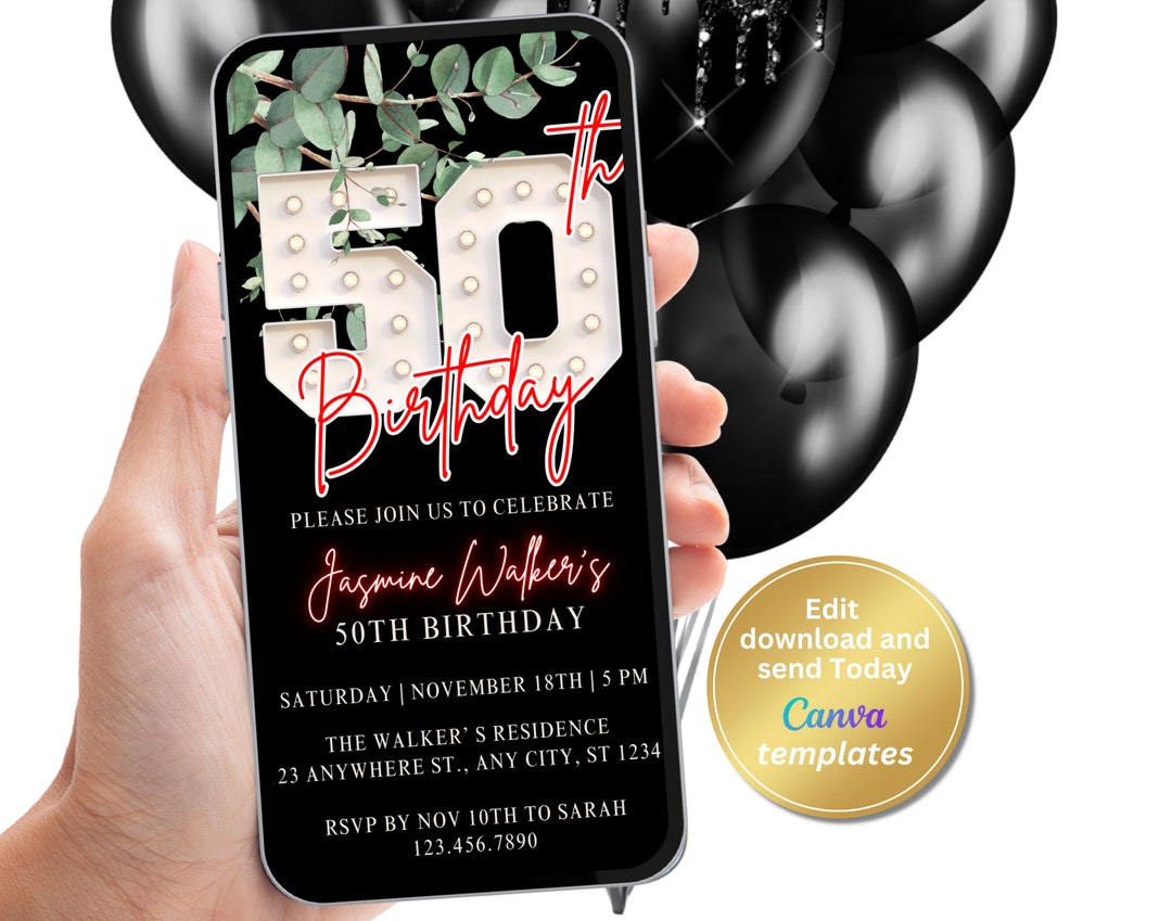 50th Birthday Invitation Template Electronic 50th Birthday - Etsy