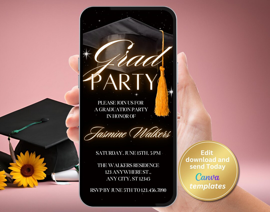 Modern Editable Graduation Party Invite - Customizable Graduation ...