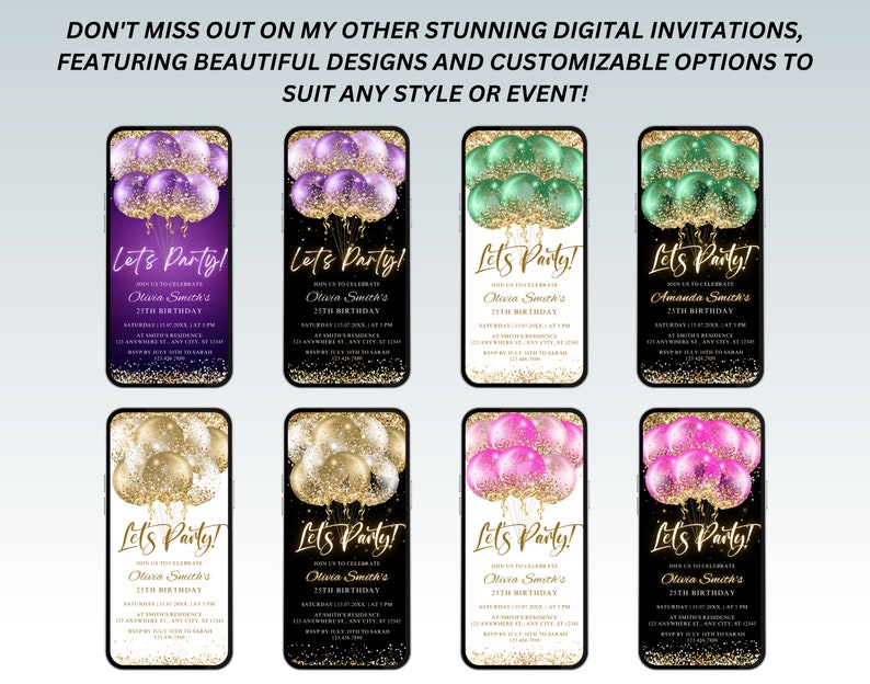 Digital Ivory Black Gold Birthday Party Invitation Black Gold - Etsy