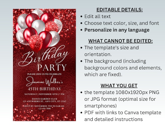 Red Birthday Party Invitations