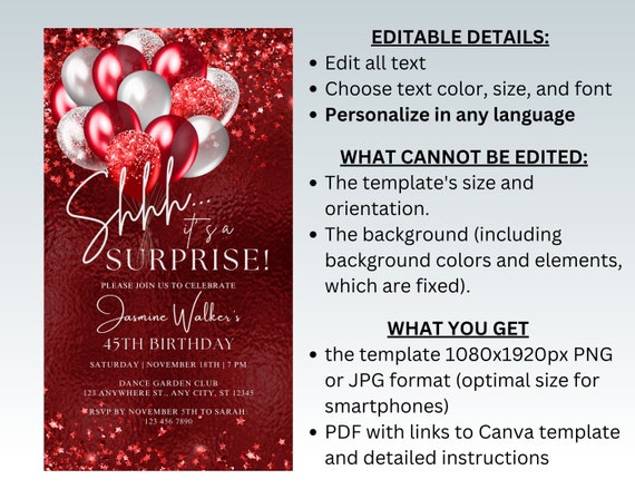 Red Surprise Birthday Template