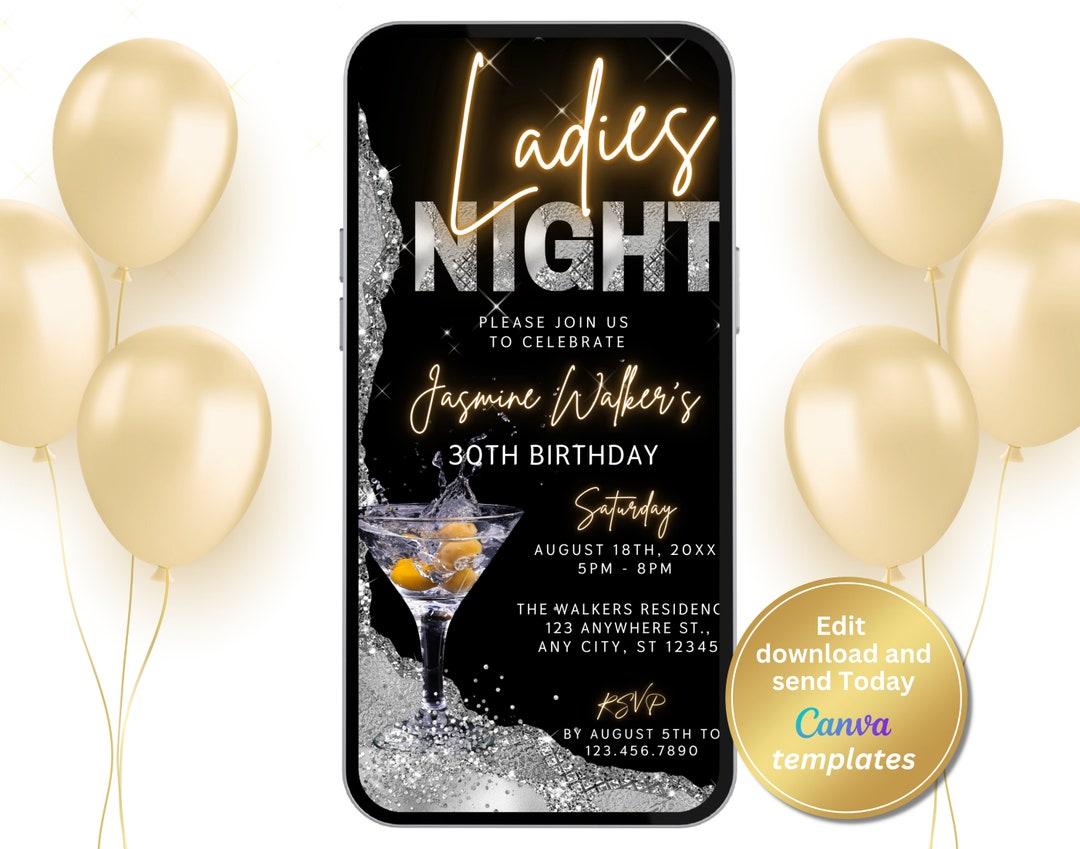 Digital Ladies Night Out Invitation - Bachelorette Party Evite - Girl ...