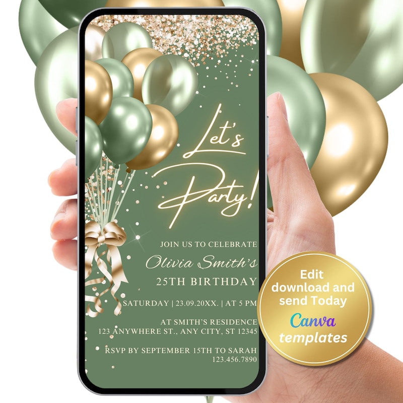 Invitations Digital Sage - Etsy UK