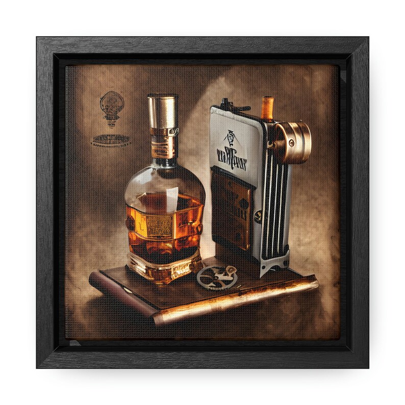 Steampunk Whiskey Rustic Bourbon Home Decor Wall Hanging Gallery Canvas ...