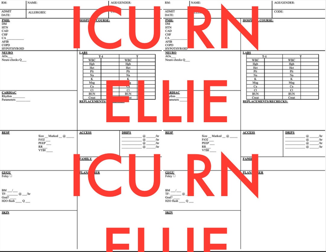 ICU Foldable Report Sheet - Etsy