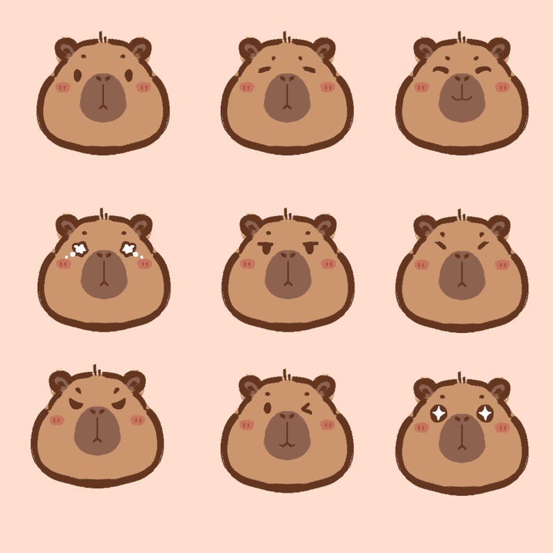 Capybara Stickers, Cute Kawaii Printable Digital Stickers Clipart ...