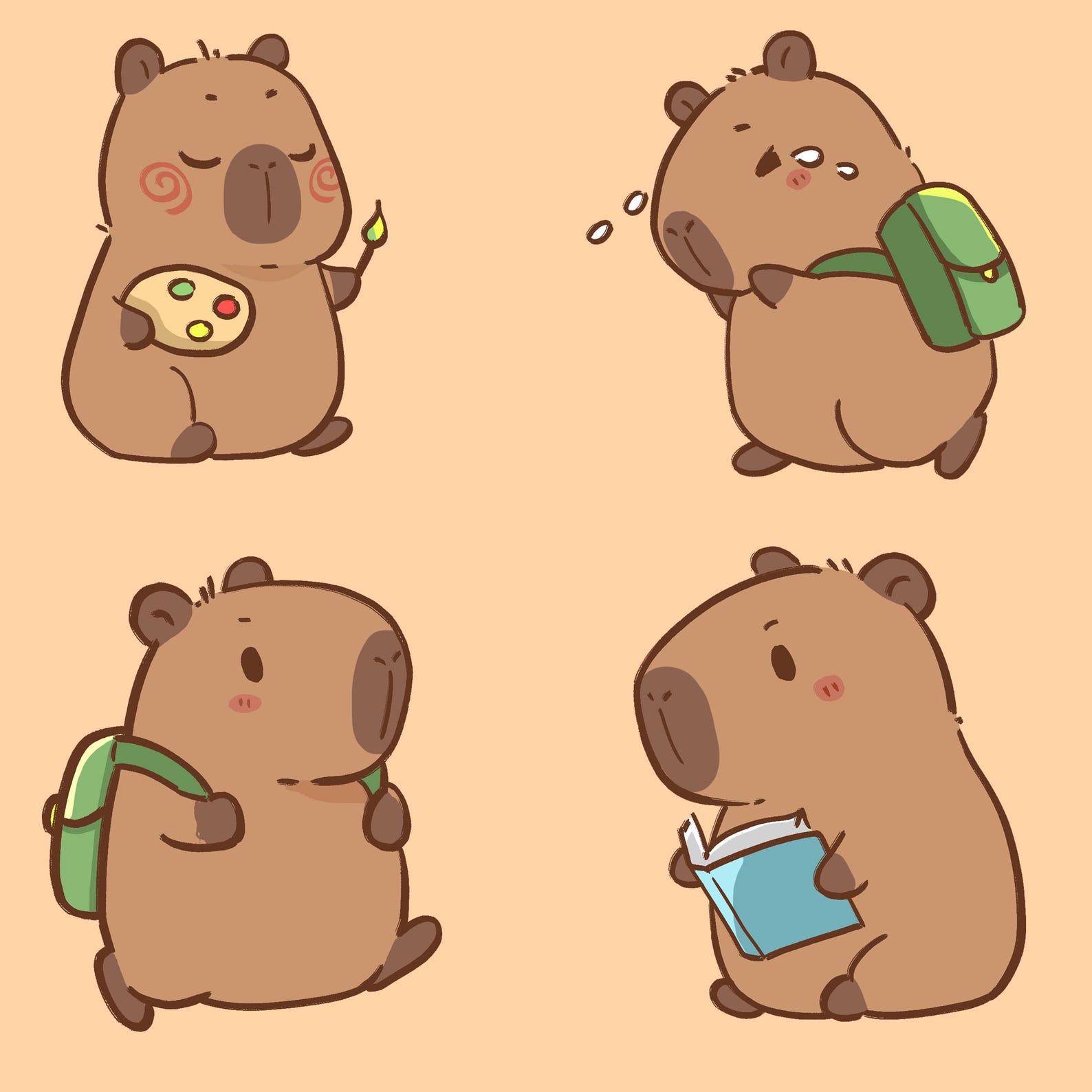 Capybara Stickers, Cute Kawaii Printable Digital Stickers Clipart ...